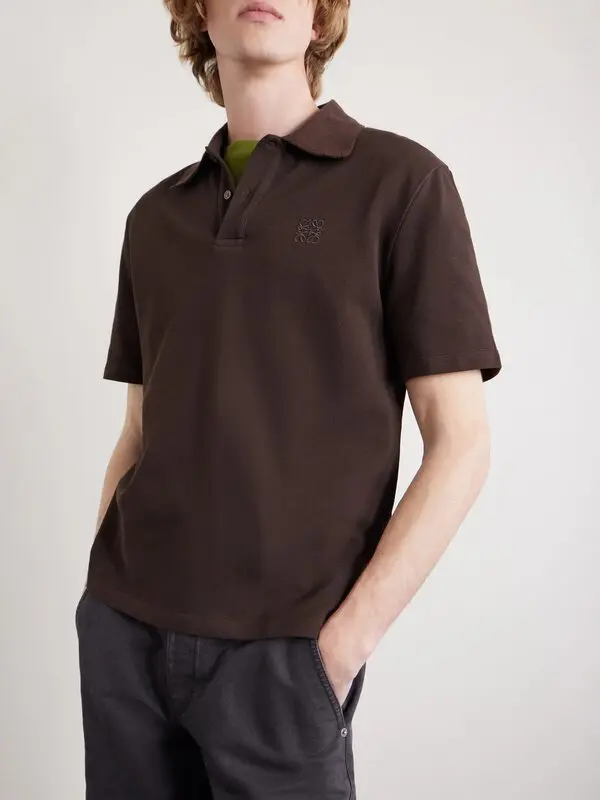 Loewe Slim-fit Logo-embroidered Cotton-piqué Polo Shirt