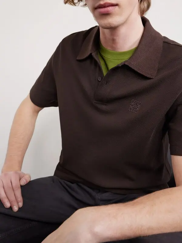 Loewe Slim-fit Logo-embroidered Cotton-piqué Polo Shirt