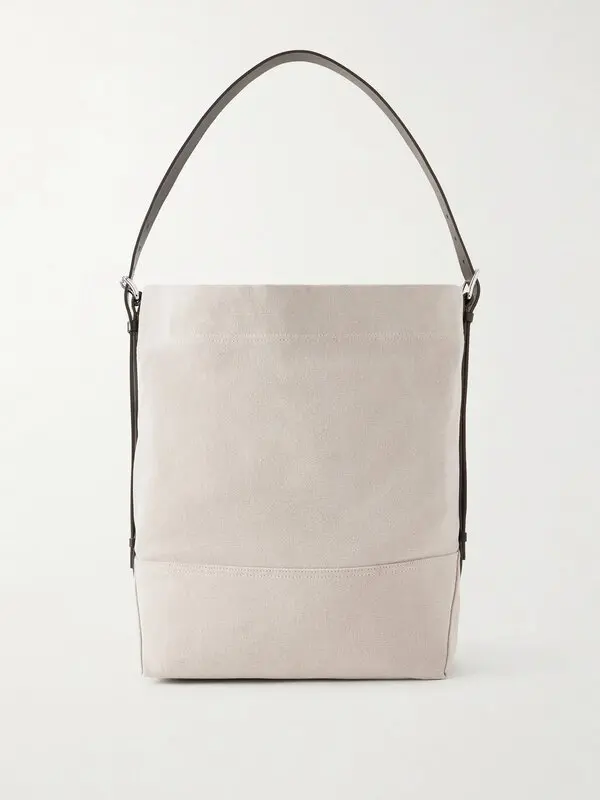 LEMAIRE Leather-trimmed Cotton-canvas Tote Bag - Neutrals