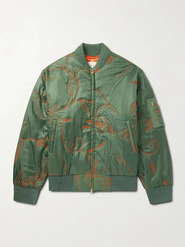 KARDO Max Embroidered Silk-twill Bomber Jacket - Green