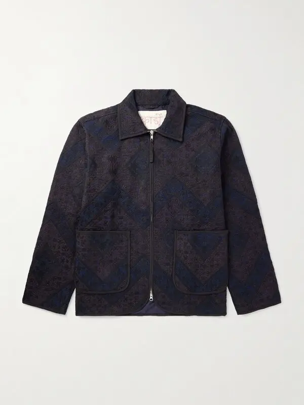 KARDO Paiwand Studio Amardeep Embroidered Cotton-herringbone Jacket - Blue