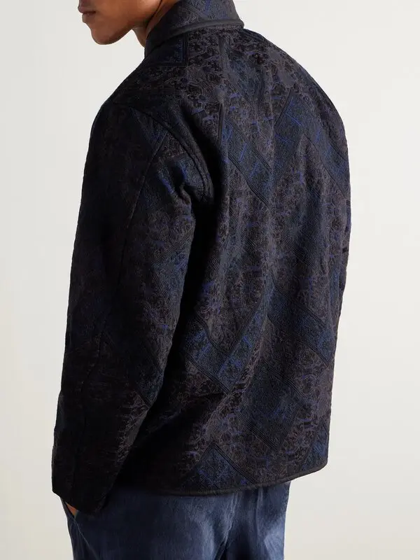 KARDO Paiwand Studio Amardeep Embroidered Cotton-herringbone Jacket - Blue