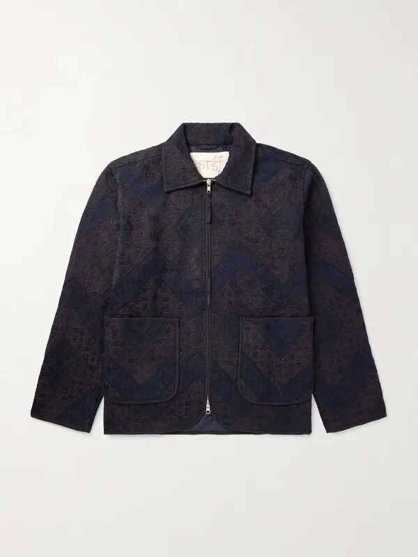 KARDO Paiwand Studio Amardeep Embroidered Cotton-herringbone Jacket - Navy