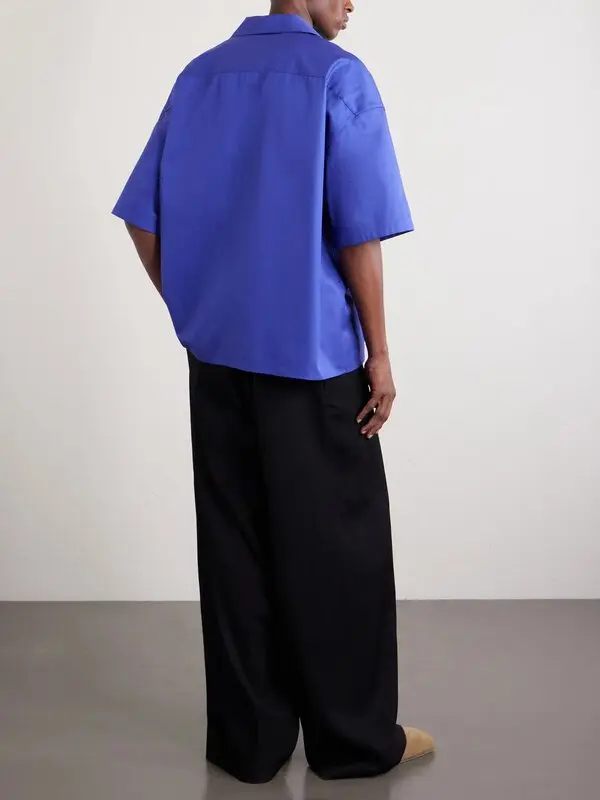 Loewe Camp-collar Logo-embroidered Cotton-twill Shirt