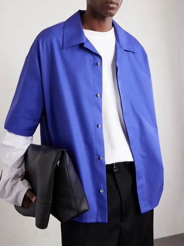 Loewe Camp-collar Logo-embroidered Cotton-twill Shirt
