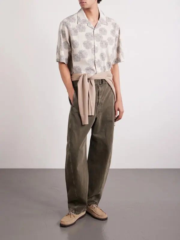 Nn07 Ole 5396 Camp-collar Printed Linen And Cotton-blend Shirt