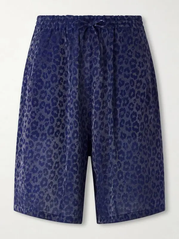 Needles Straight-leg Leopard-jacquard Drawstring Shorts