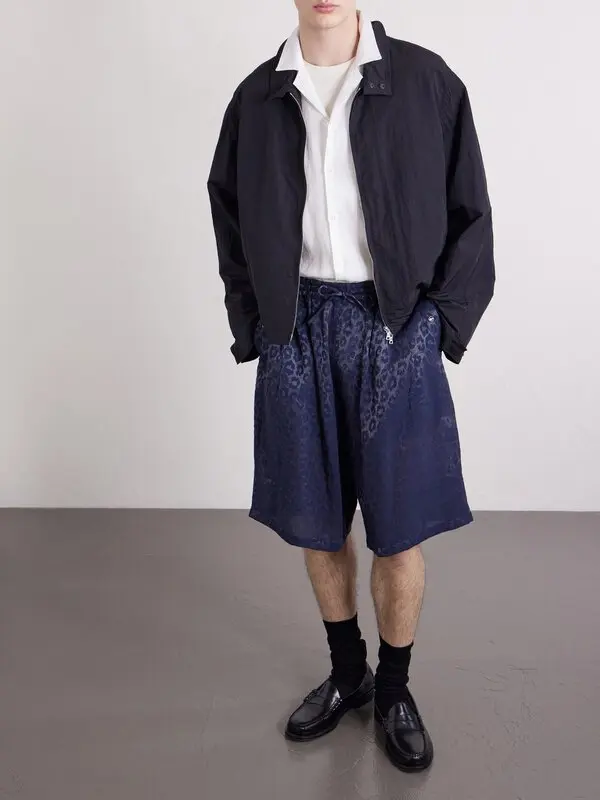 Needles Straight-leg Leopard-jacquard Drawstring Shorts