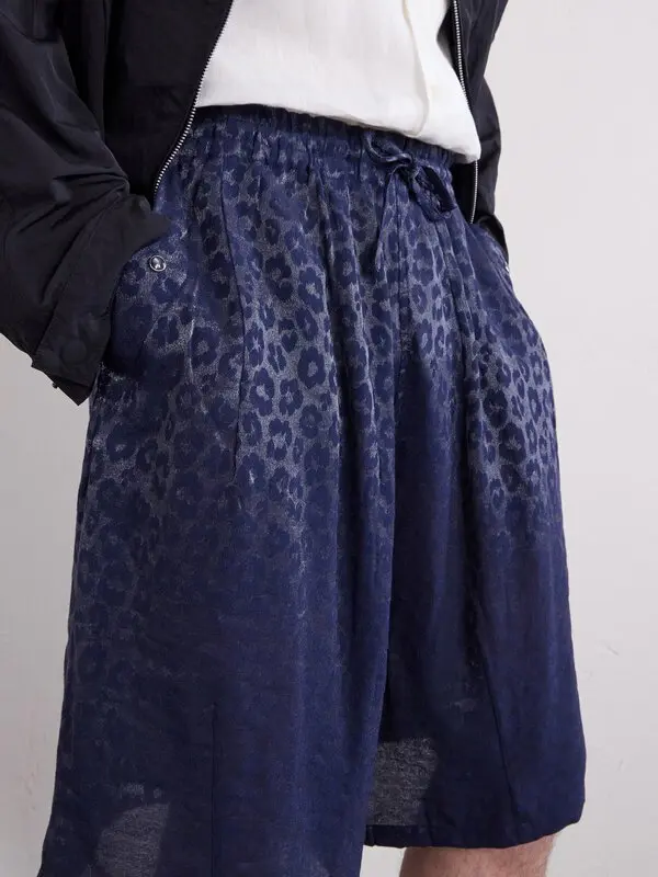 Needles Straight-leg Leopard-jacquard Drawstring Shorts