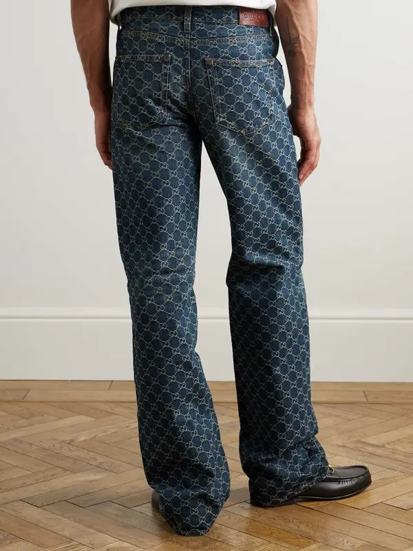 Gucci Straight-leg Logo-jacquard Jeans
