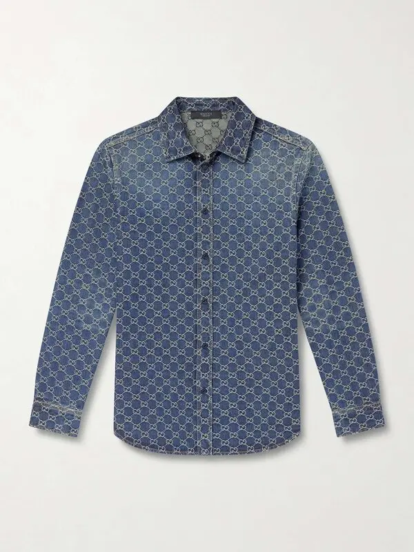 Gucci Logo-jacquard Denim Shirt