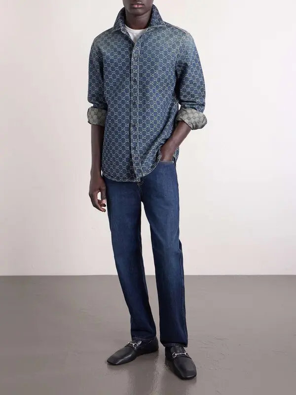 Gucci Logo-jacquard Denim Shirt