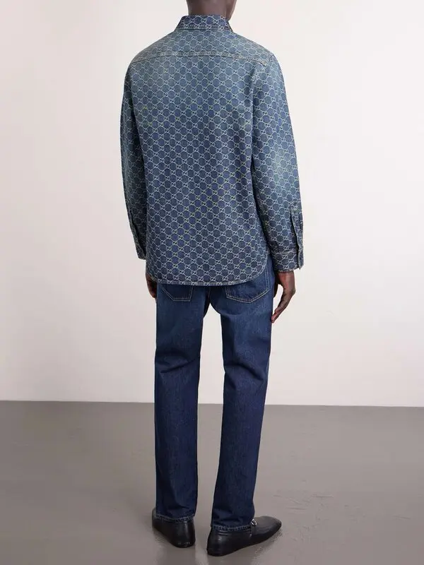 Gucci Logo-jacquard Denim Shirt