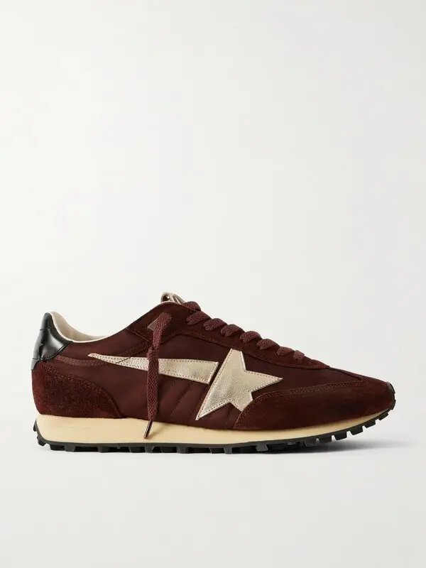 GOLDEN GOOSE Marathon Suede And Leather-trimmed Sneakers - Brown
