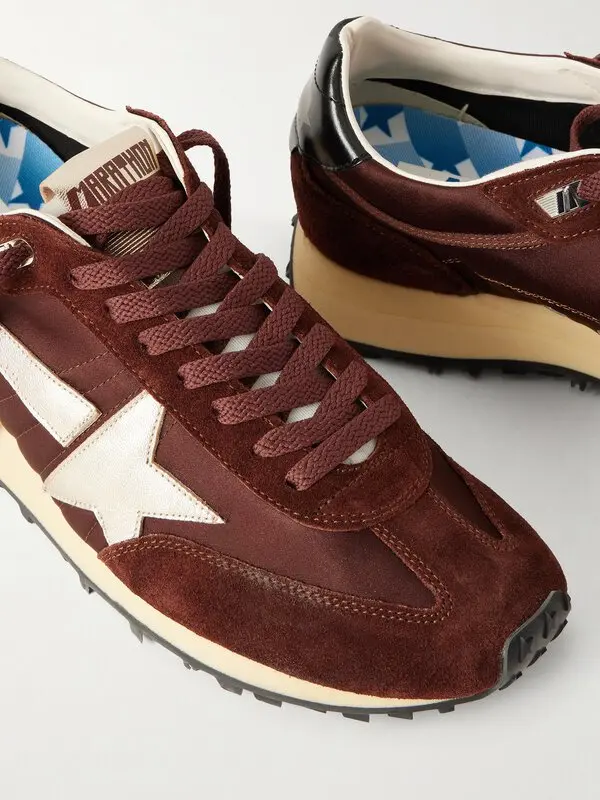 GOLDEN GOOSE Marathon Suede And Leather-trimmed Sneakers - Brown