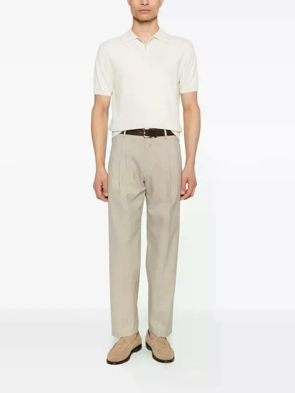 Canali Textured Polo Shirt - Neutrals