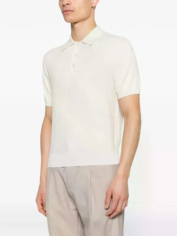 Canali Textured Polo Shirt - Neutrals
