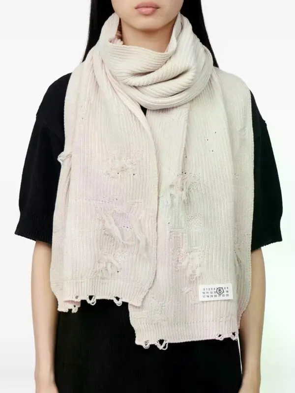 MAISON MARGIELA Distressed Logo-patch Scarf