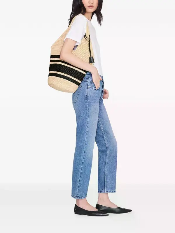 ANINE BING Striped Leah Tote Bag - Neutrals