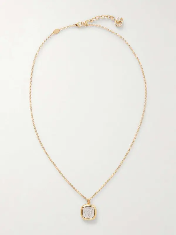 Gucci Crest And Silver-tone Pendant Necklace - Gold