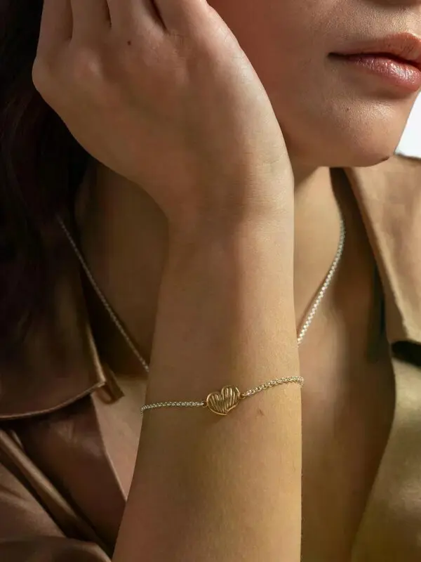 DOWER & HALL Humbug Heart Chain Bracelet - Silver