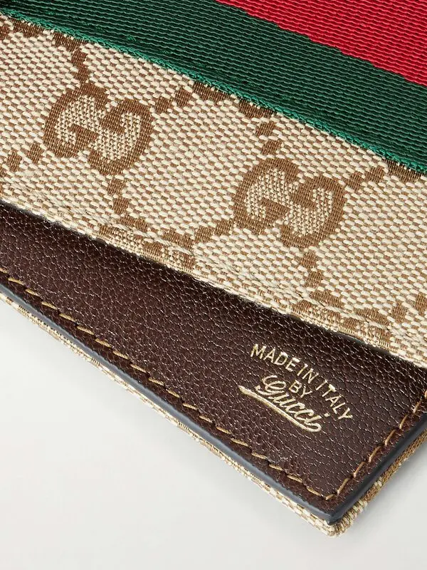 Gucci Webbing-trimmed Monogrammed Canvas Bi-fold Wallet