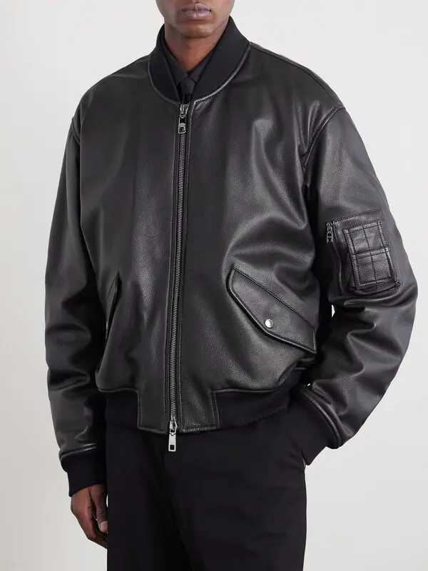 Dolce & Gabbana Padded Full-grain Leather Bomber Jacket