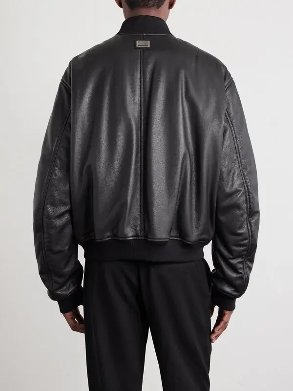 Dolce & Gabbana Padded Full-grain Leather Bomber Jacket