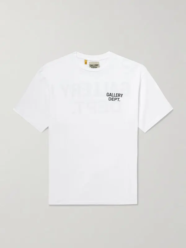 GALLERY DEPT. Dusty Glittered Logo-print Cotton-jersey T-shirt - White