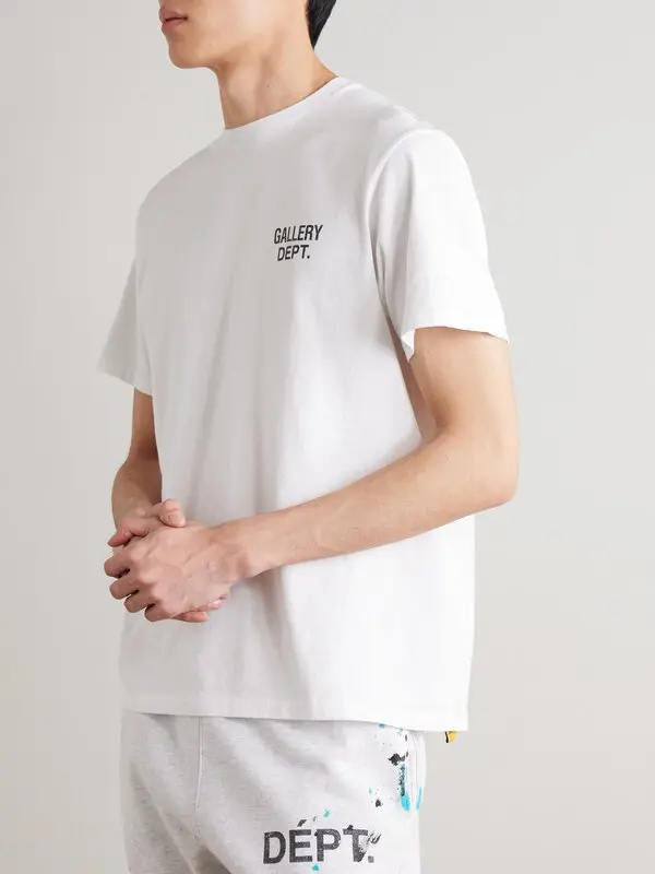GALLERY DEPT. Dusty Glittered Logo-print Cotton-jersey T-shirt - White