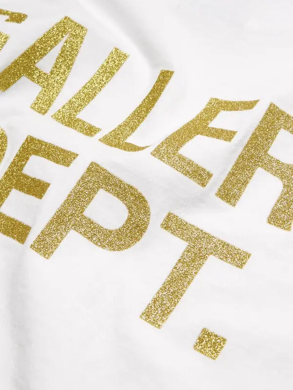 GALLERY DEPT. Dusty Glittered Logo-print Cotton-jersey T-shirt - White