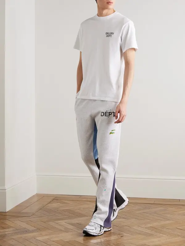 GALLERY DEPT. Logo-print Paint-splattered Cotton-jersey Sweatpants