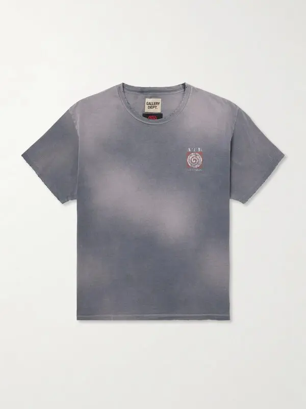 GALLERY DEPT. 40-year Printed Distressed Cotton-jersey T-shirt - Gray