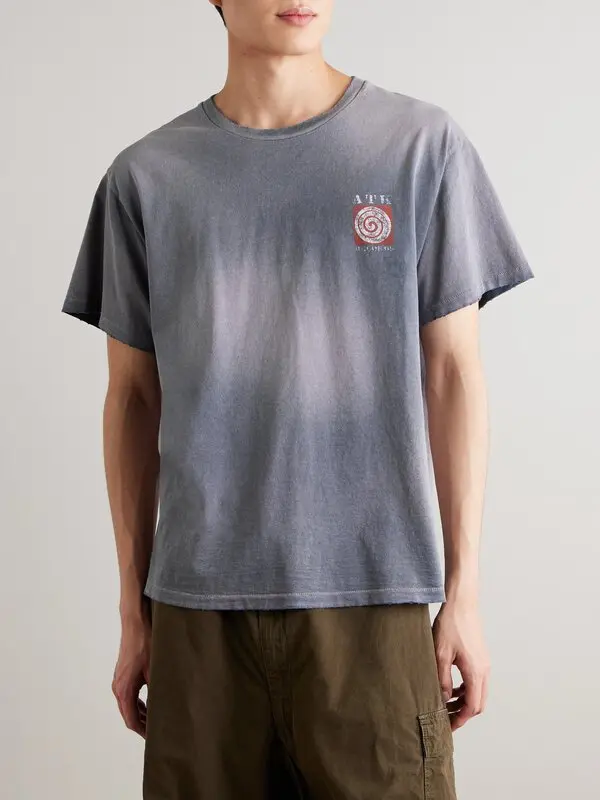 GALLERY DEPT. 40-year Printed Distressed Cotton-jersey T-shirt - Gray
