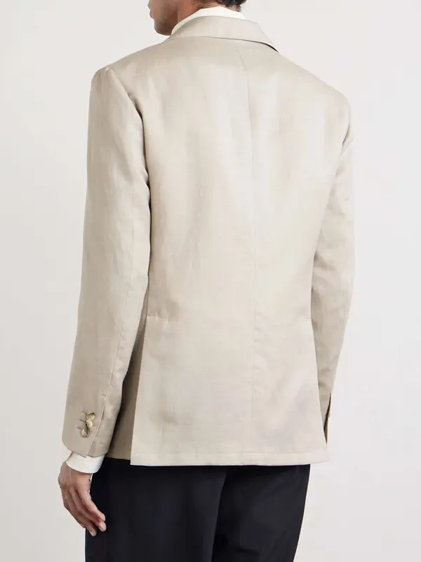 Canali Wool And Linen-blend Blazer - Beige
