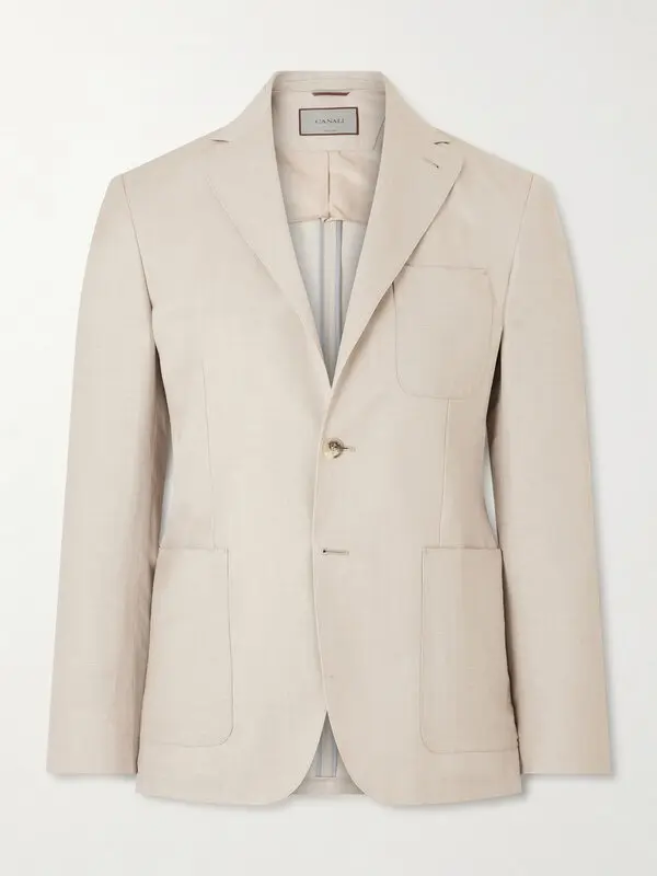 Canali Wool And Linen-blend Blazer - Neutrals