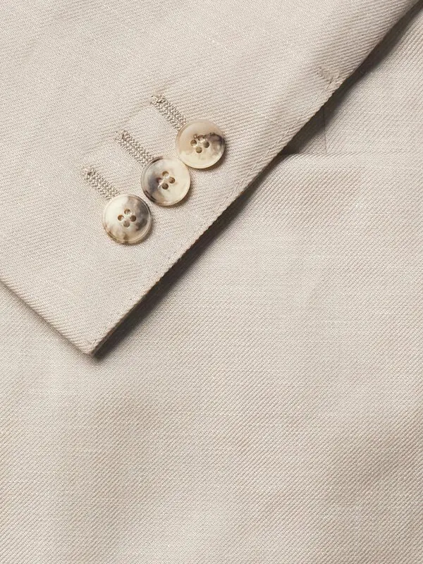 Canali Wool And Linen-blend Blazer - Neutrals