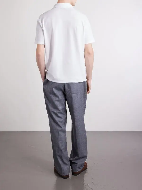 Altea Greg Cotton-blend Piqué Polo Shirt - White