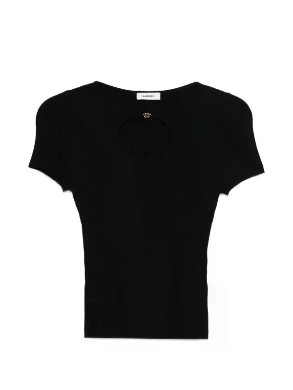 Sandro Cu-tout Ribbed T-shirt - Black
