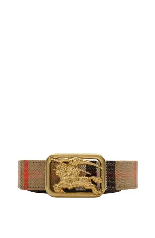Burberry Reversible Check Rider Belt - Sand Beige/peat Brown