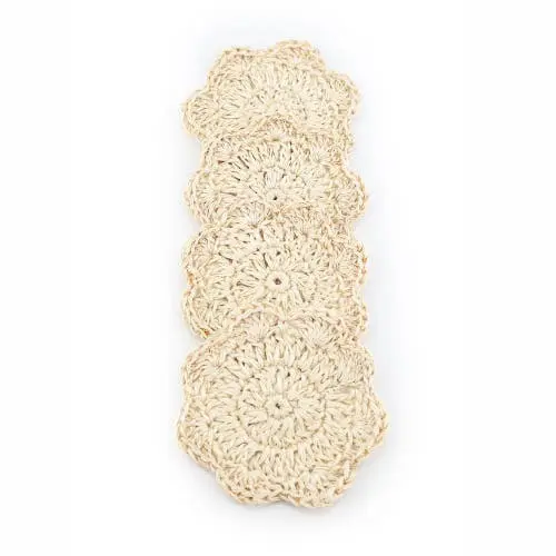 TALLO DE OLIVO Hand Crocheted Coastersverbena Set Of 4