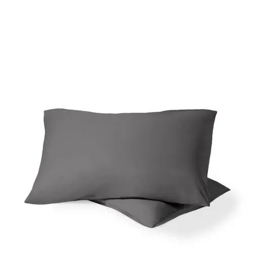 BARE HOME 100% Organic Cotton Percale Cooling Pillowcase Set - Grey