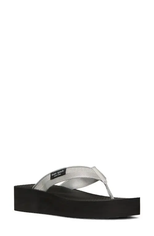 Kate Spade New York Sam Icon Platform Wedge Flip Flop - Silver
