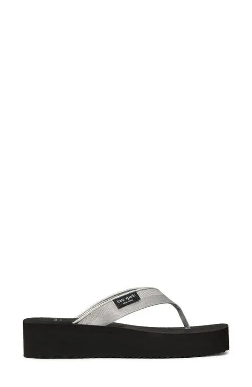 Kate Spade New York Sam Icon Platform Wedge Flip Flop - Silver