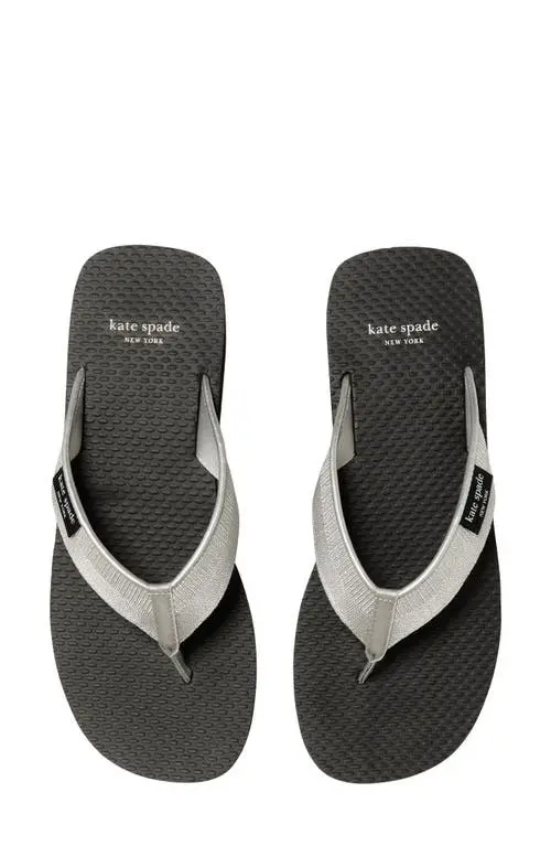 Kate Spade New York Sam Icon Platform Wedge Flip Flop - Silver