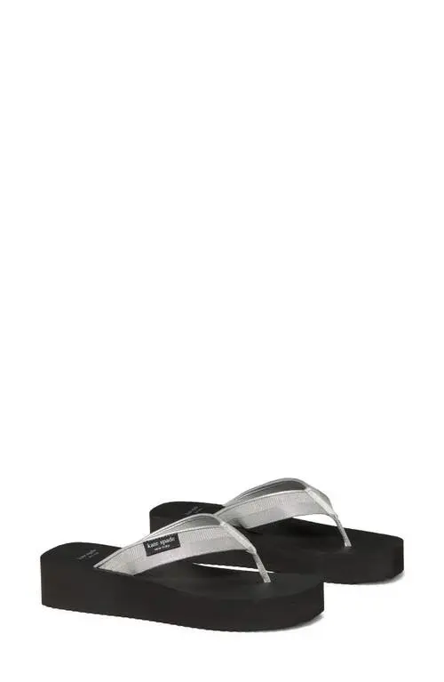 Kate Spade New York Sam Icon Platform Wedge Flip Flop - Silver