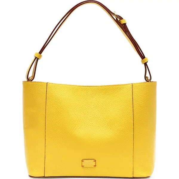 FRANCES VALENTINE June Tumbled Leather Hobo Bag - Canary