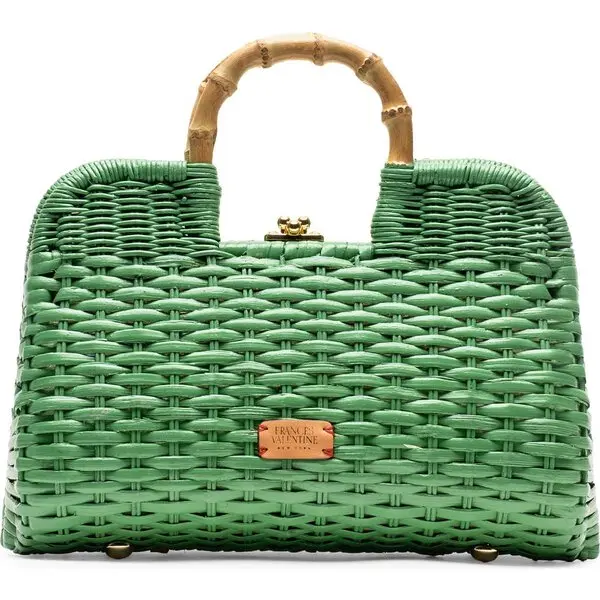 FRANCES VALENTINE Buzzy Woven Wicker Top Handle Bag - Green