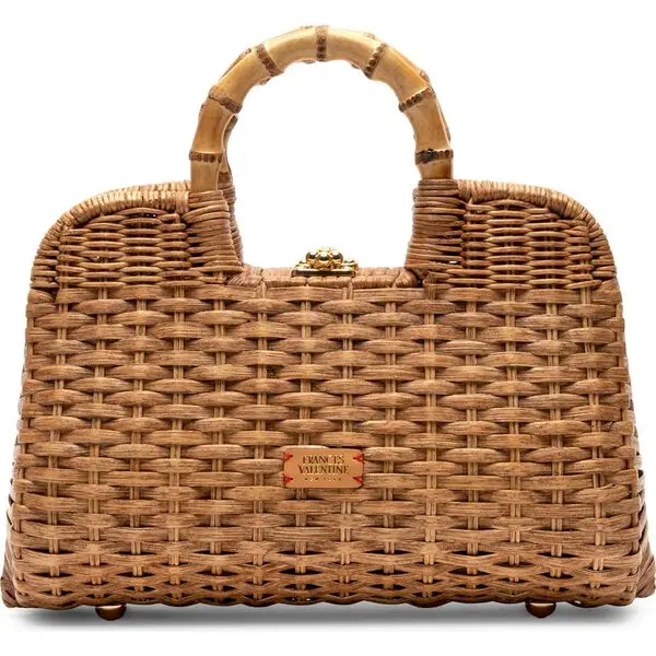 FRANCES VALENTINE Buzzy Woven Wicker Top Handle Bag - Toast