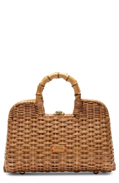 FRANCES VALENTINE Buzzy Woven Wicker Top Handle Bag - Toast